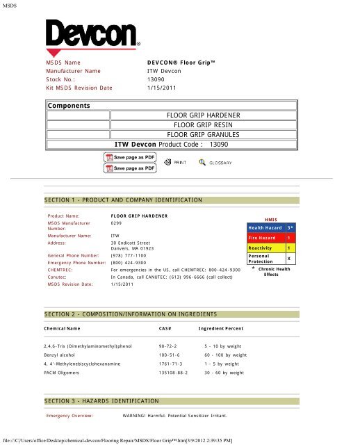 DEVCON® Floor Grip™ 13090_MSDS - Chemical Concepts ...