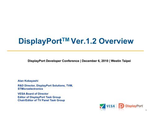 DisplayPort Ver.1.2 Overview - VESA