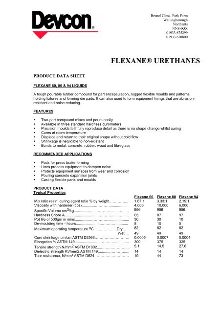 Devcon Technical Data Sheets/FLEXANE® URETHANES - Sintemar