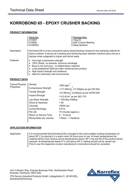 KORROBOND 65 - EPOXY CRUSHER BACKING - ITW Korroflex