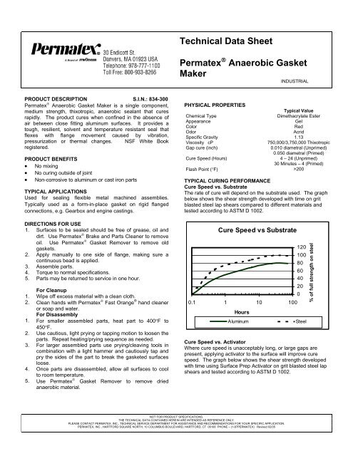 Technical Data Sheet Permatex Anaerobic Gasket Maker - Devcon