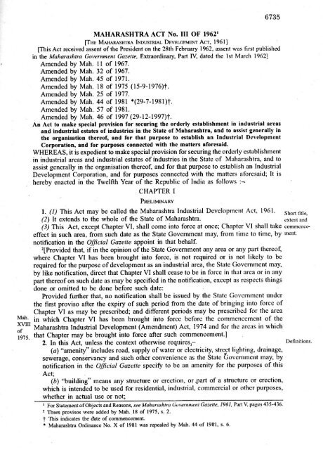 Maharashtra Industrial Development Act, 1961 - Bombay High Court