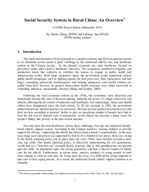 Social Security System in Rural China: An Overview - catsei