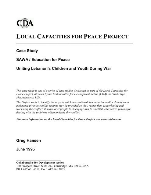 local capacities for peace project - CDA Collaborative Learning ...