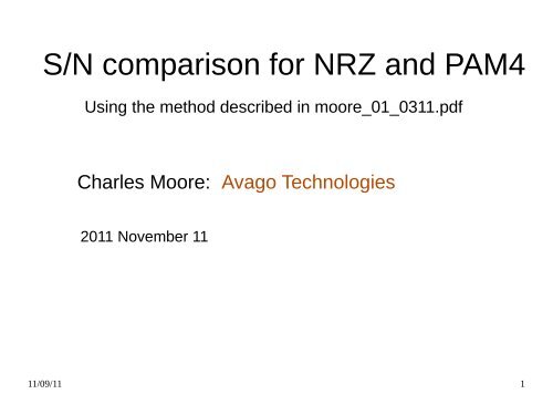SNR comparison for NRZ and PAM4