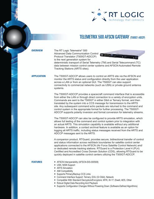TELEMETRIX 500 AFSCN GATEWAY (T500GT-ADCCP) - RT Logic
