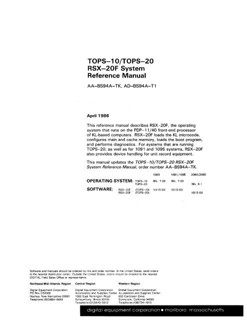 TOPS-10/TOPS-20 RSX-20F System Reference Manual