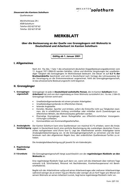 MERKBLATT - Kanton Solothurn