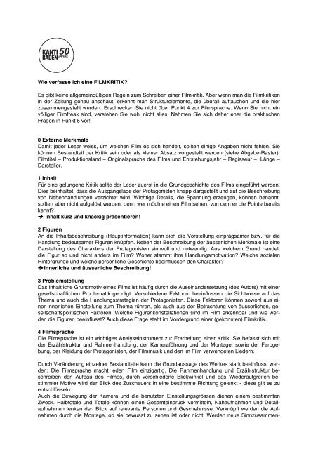 Wie verfasse ich eine FILMKRITIK? Es gibt keine allgemeingültigen ...