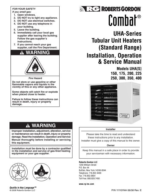 COMBAT ® UHA-Series - Roberts Gordon