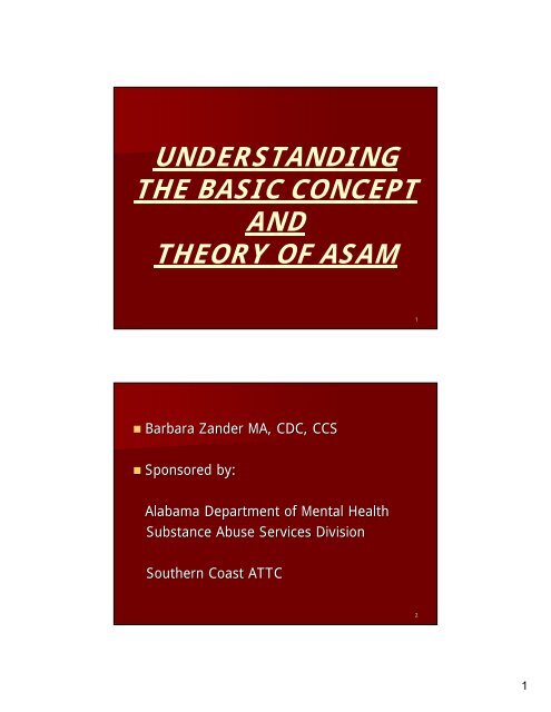 understanding the basic concept and theory of asam - Alabama ...