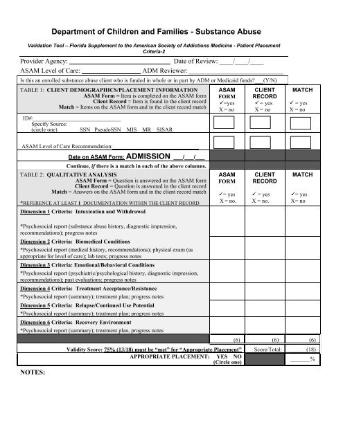 ASAM PPC-2 - Florida Department of Children & Families