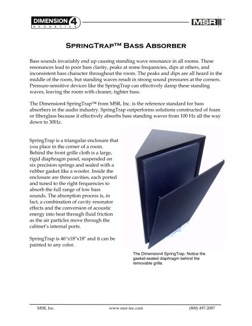 SpringTrap™ Bass Absorber - MSR Acoustics