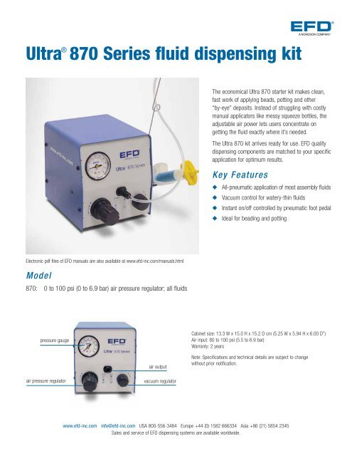 Ultra 870 Series fluid dispensing kit - Nordson EFD