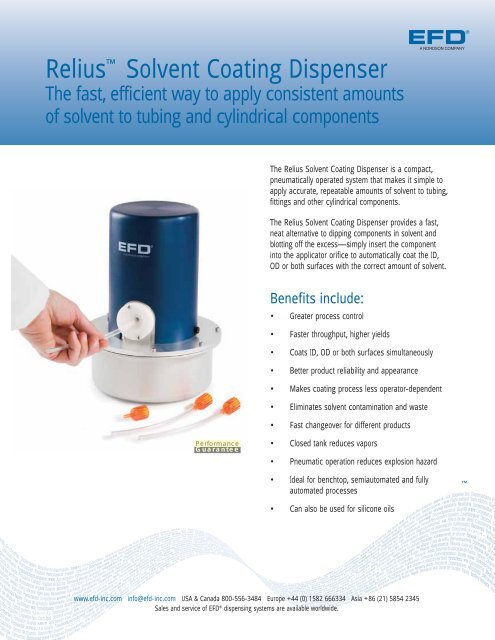 Relius™ Solvent Coating Dispenser - Nordson EFD