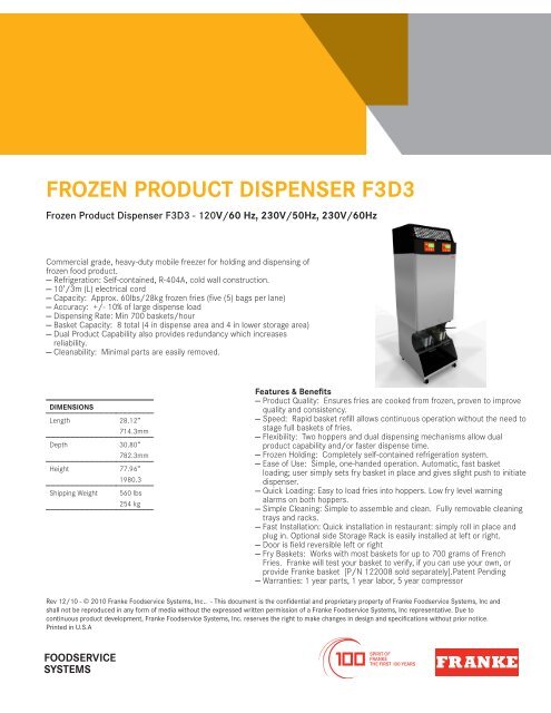 FROZEN PRODUCT DISPENSER F3D3 - Franke