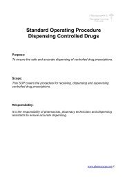 Standard Operating Procedure for Dispensing ... - Pharmacy SOP