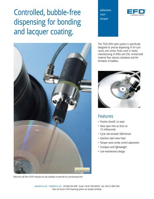 Controlled, bubble-free dispensing for bonding and ... - Nordson EFD