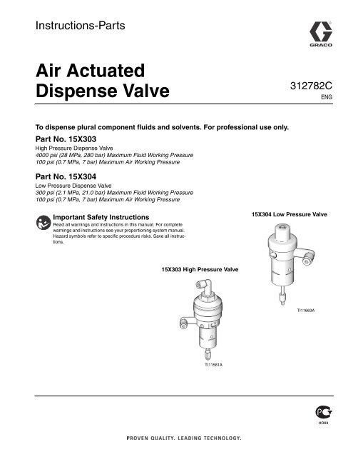 312782C, Air Actuated Dispense Valve Instruction-Parts ... - Graco Inc.