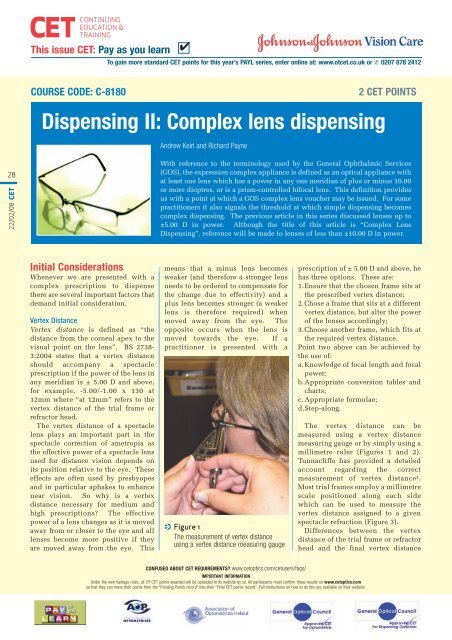 Dispensing II: Complex lens dispensing - Optometry Today