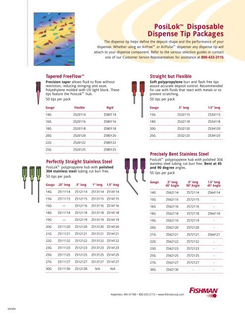 PosiLok™ Disposable Dispense Tip Packages