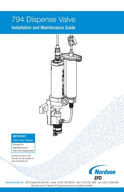 794 Dispense Valve - Nordson Corporation