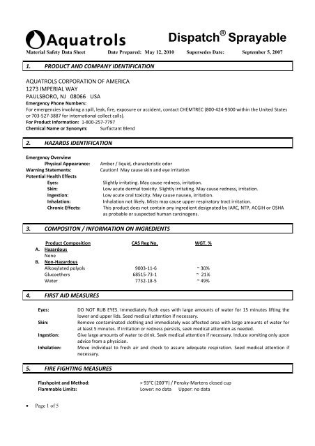 MSDS Dispatch Sprayable rev 01 5-12-10 - Nufarm