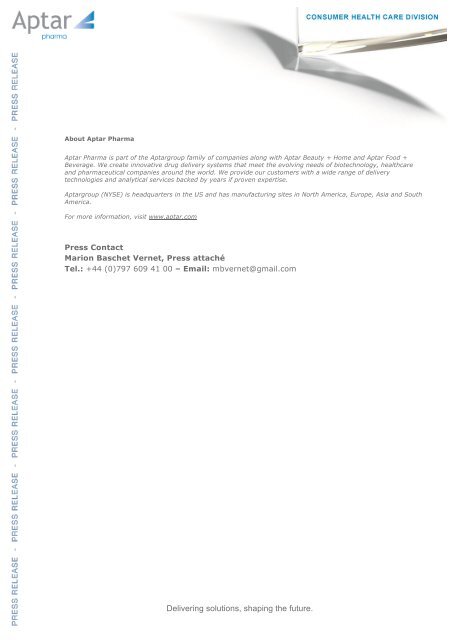 About Aptar Pharma Aptar