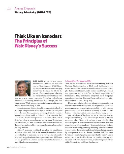 Think Like an Iconoclast: The Principles of Walt Disney's Success