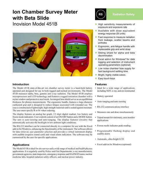 Ion Chamber Survey Meter with Beta Slide - Elimpex Ion Chamber Survey Meter with Beta Slide - Elimpex