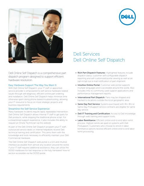 Dell Services Dell Online Self Dispatch - Learn Dell
