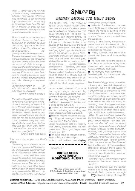 pdf file Vol. 11:1 - Despatch Magazine Home Page - Cth.com.au