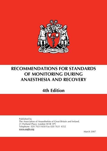 RECOMMENDATIONS FOR STANDARDS OF MONITORING ... - aagbi