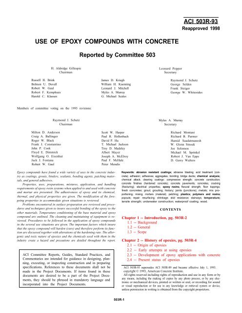 aci 503r-93 use of epoxy compounds with concrete - Cargill
