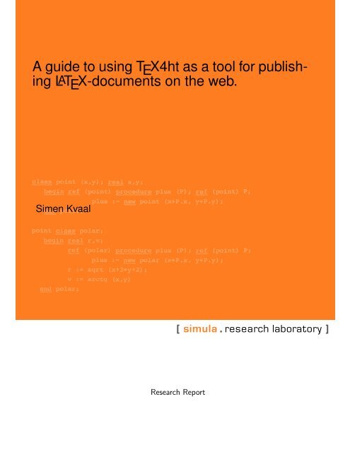 A guide to using TEX4ht as a tool for publish- ing LATEX-documents ...