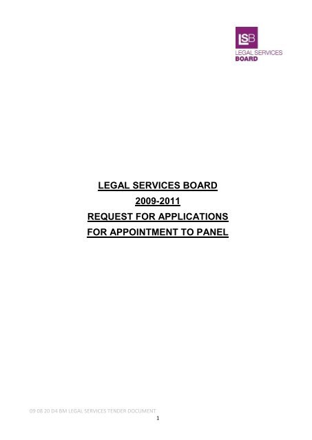 Request for applications for appointment to panel - The Legal ...