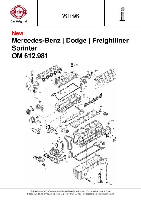 Mercedes-Benz | Dodge | Freightliner Sprinter OM 612.981 - Elring