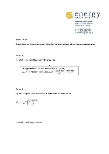 Guidelines for the avoidance of vibration induced fatigue