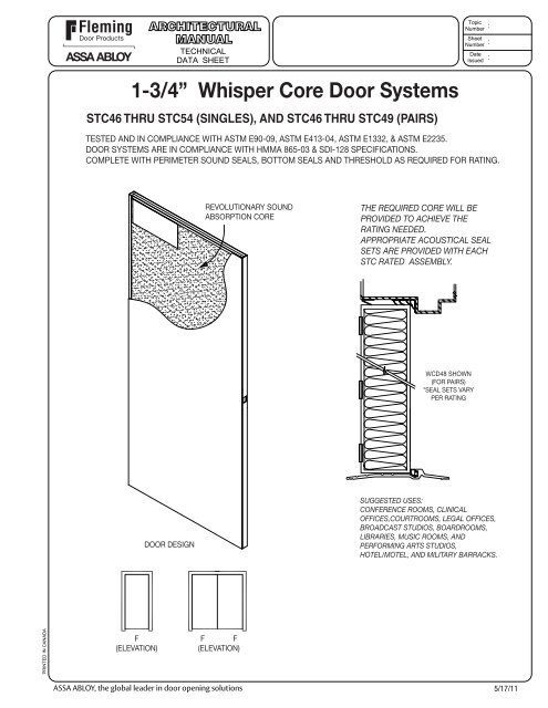 1-3/4” Whisper Core Door Systems - ASSA ABLOY