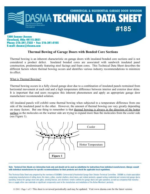 Thermal Bowing of Garage Doors with Bonded Core - DASMA Door ...