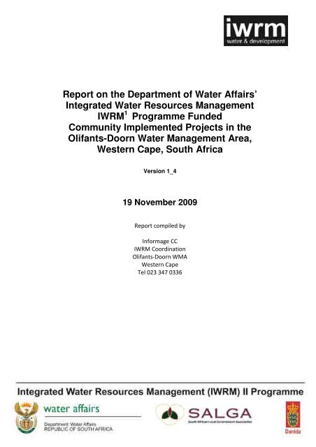 Report on the Department of Water Affairs' Integrated Water ... - iwrm