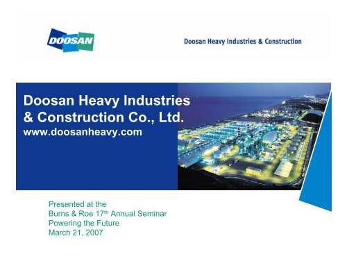 Doosan Heavy Industries & Construction Co., Ltd. - Burns and Roe