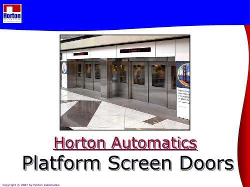 Platform Screen Door Systems - Horton Automatics