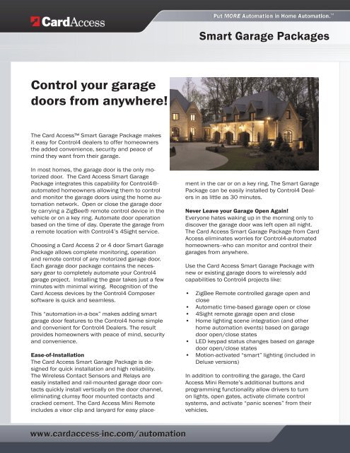 Control your garage doors from anywhere! - Control4