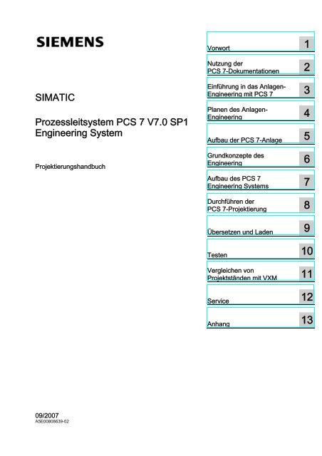 SIMATIC Prozessleitsystem PCS 7 V7.0 SP1 Engineering System