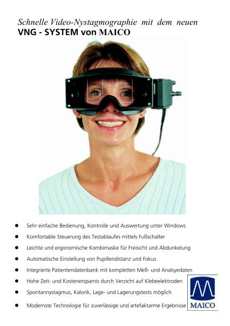 Schnelle Video-Nystagmographie mit dem neuen VNG - SYSTEM ...