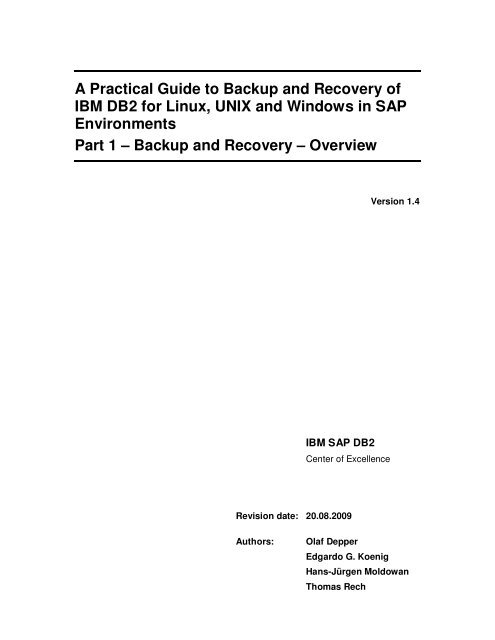 A Practical Guide to Backup and Recovery of IBM DB2 for Linux ...