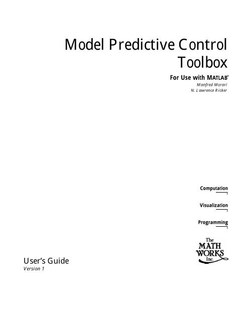 Model Predictive Control Toolbox User's Guide