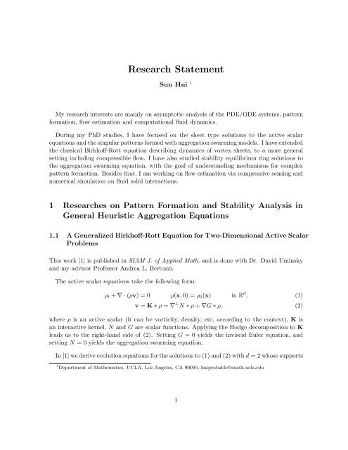 Research Statement - UCLA Department of Mathematics