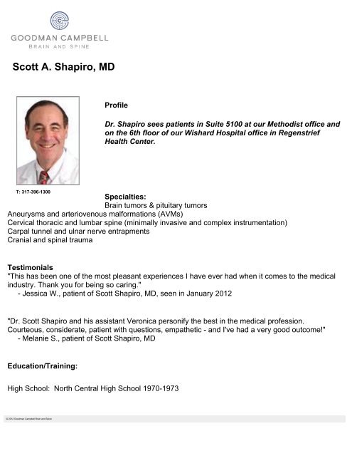 Scott A. Shapiro, MD - Goodman Campbell Brain and Spine